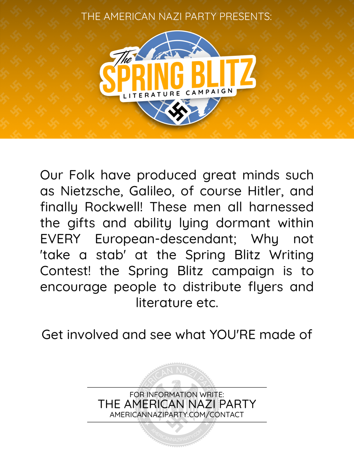 Spring Blitz Writing Contest! – American Nazi Party